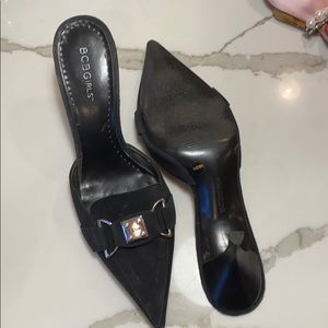 BCBGirls | Shoes | Bcb Girls Black Suede Pointed Mule Heels | Poshmark